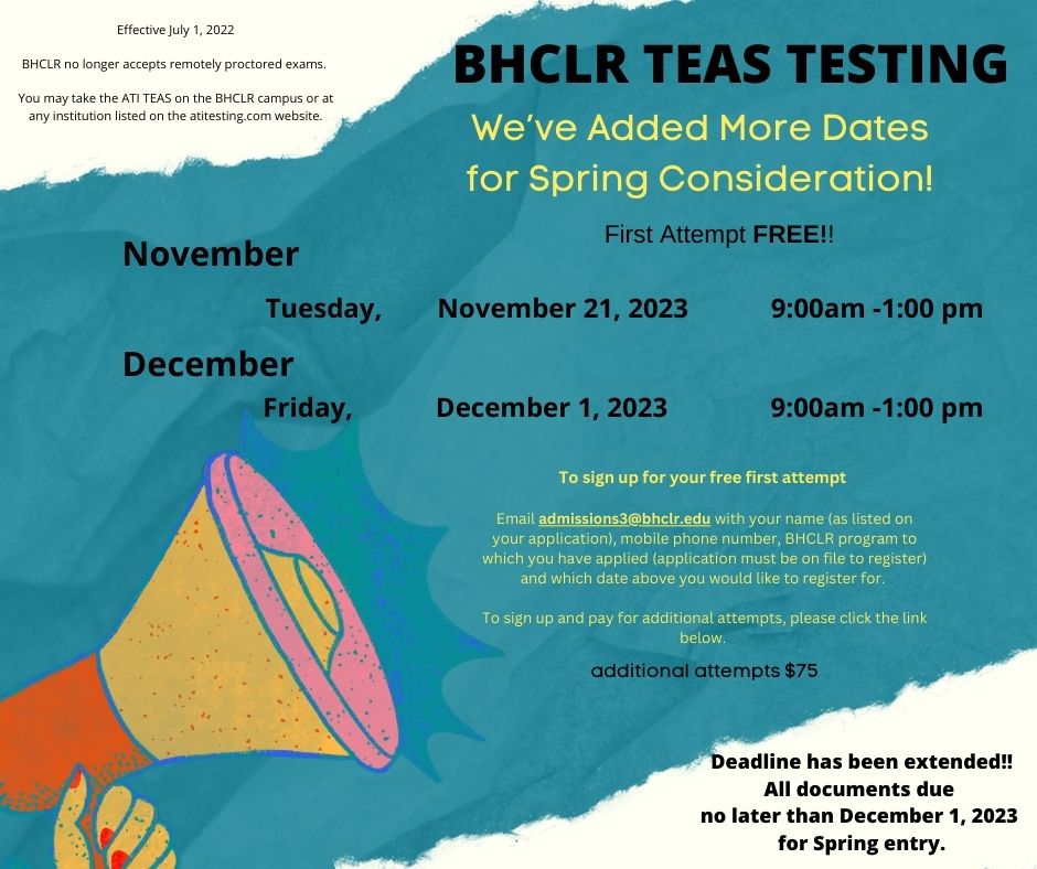 TEAS - Main View | Home | Admissions | Welcome to BHCLR